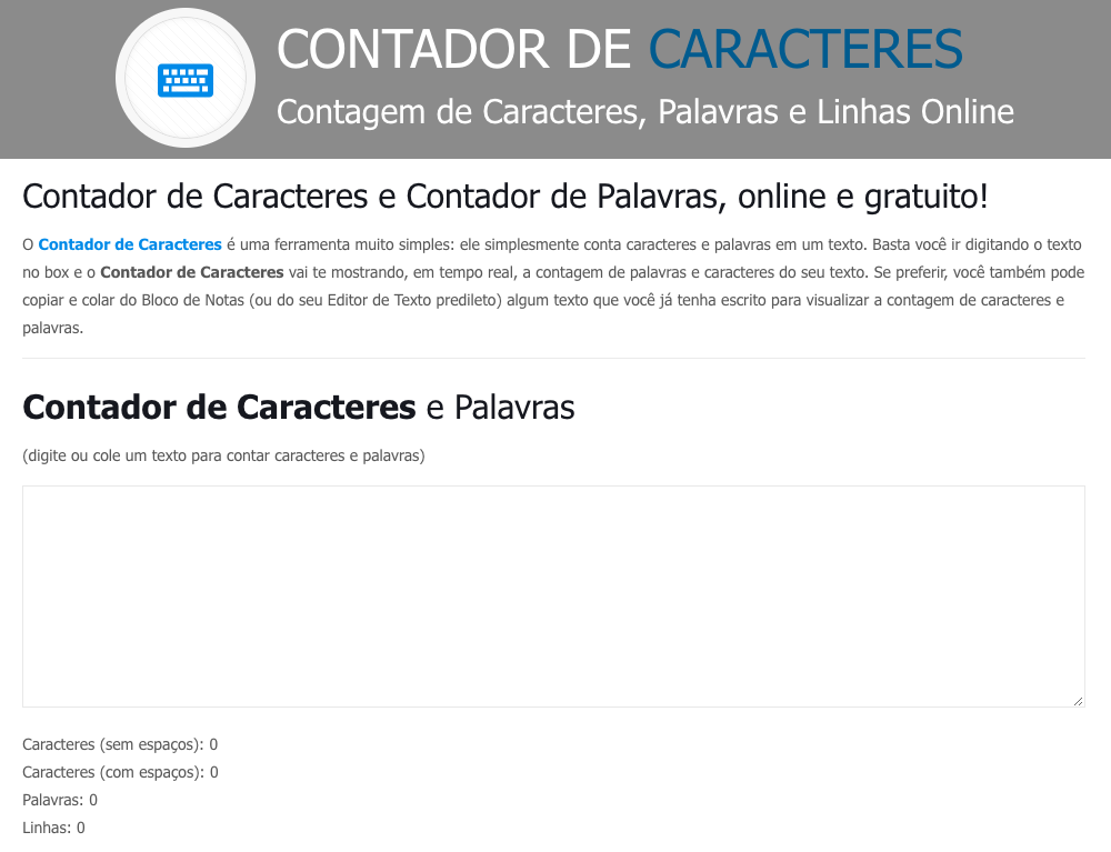 Contar caracteres online: 5 calculadoras de caracteres, palavras e ...